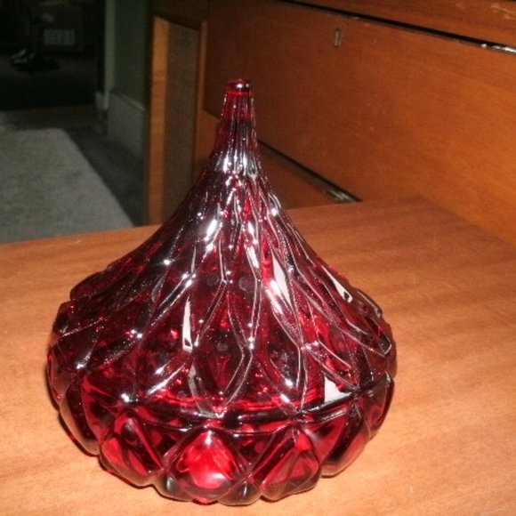 None | Accents | Vintage Red Glass Candy Jar | Poshmark